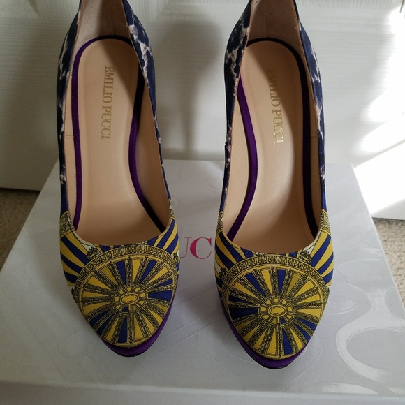 Emilio Pucci | Shoes | Emilio Pucci Satin Muschio Suede Violet Heels ...